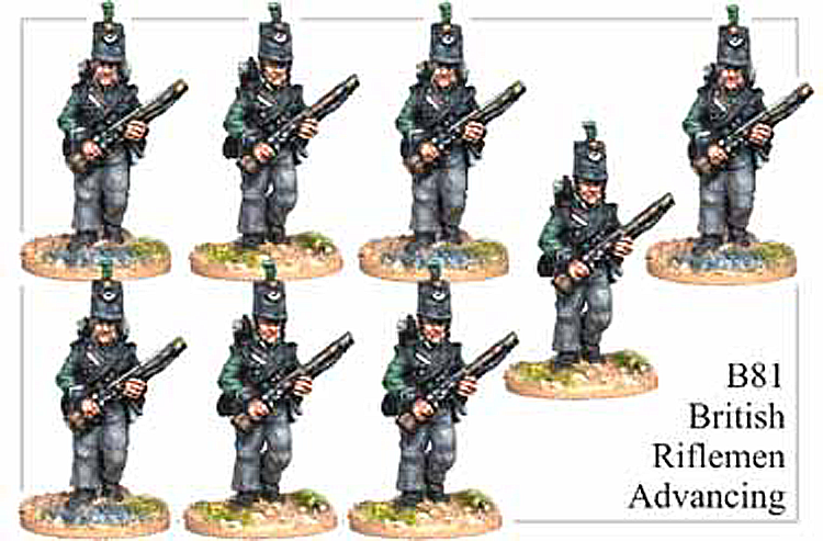 Napoleonic British - British Riflemen Advancing, 17,25