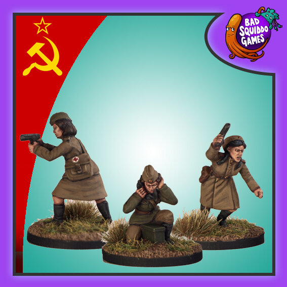 Female Soviet Command - Officer - Medic - Radio (x3), 9,55