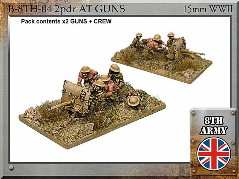 8th Army British 2 pdr Anti-tank Guns + Crew, 17,75