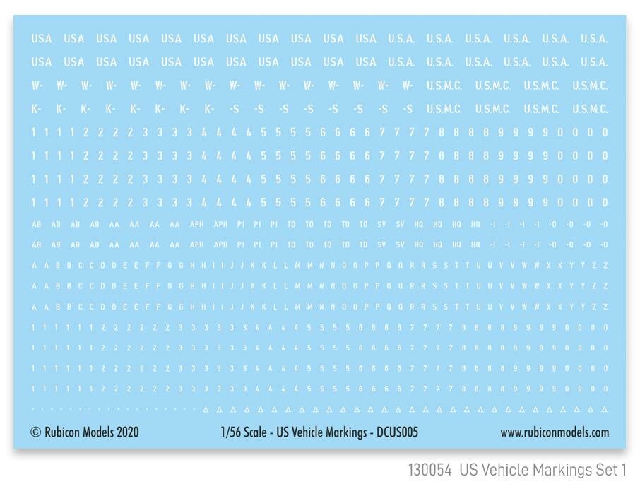 US Vehicle Markings Set 1 (Vehicle Registration & Bumper Code), 4,75