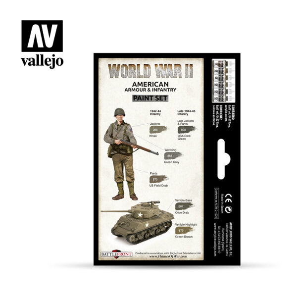 Vallejo: World War II Paint Set - WWII American Armour & Infantry, 13,50
