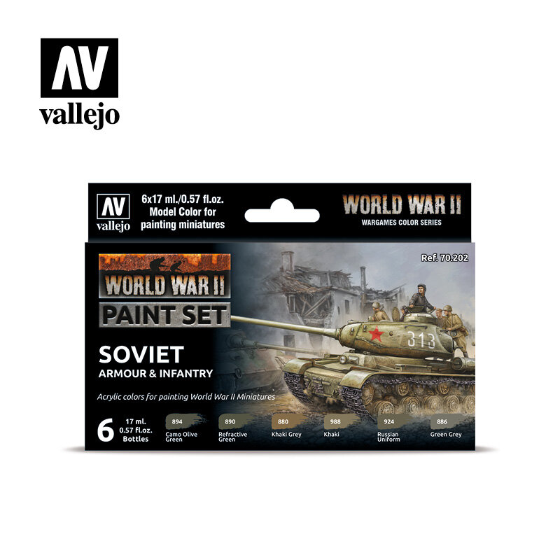 Vallejo: World War II Paint Set - Soviet Armour & Infantry, 13,50