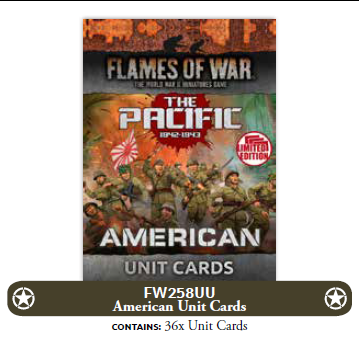Flames Of War Roads The Pacific: American Unit Cards (Limited Edition ...