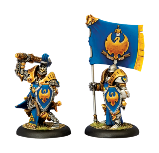 Cygnar Sword Knight Office & Standard Bearer, 15,65