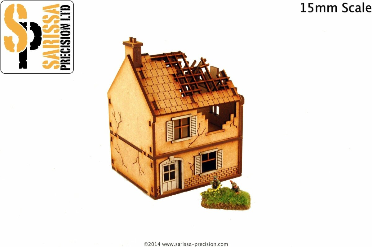 15mm Destroyed Small House, 10,65