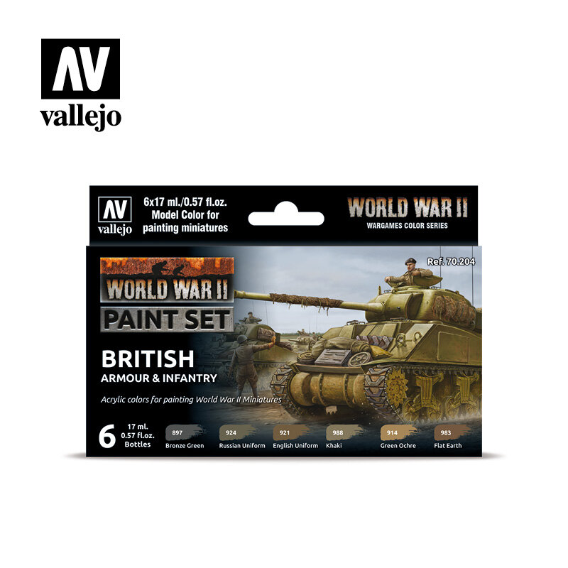 Vallejo: World War II Paint Set - WWII British Armour & Infantry, 13,95