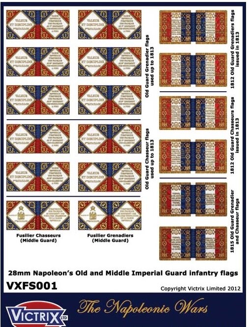 28mm Napoleon`s Old and Middle Imperial Guard Infantry Flags, 11,70