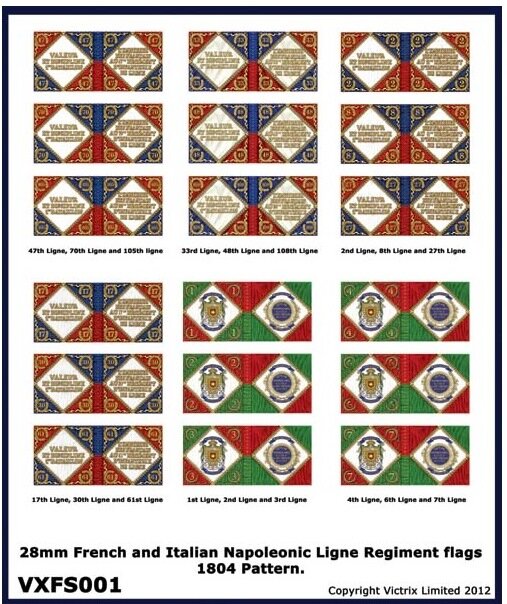 28mm French and Italian Napoleonic Ligne Regiment Flags 1804 Pattern ...