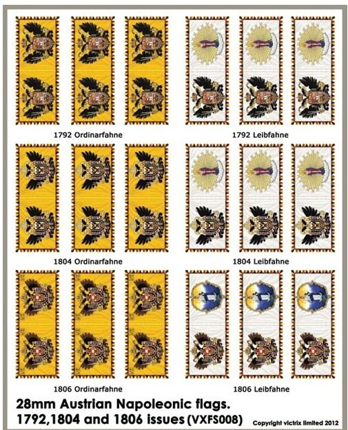 28mm Austrian Napoleonic Flags: 1792, 1804 & 1806 Issues, 11,55